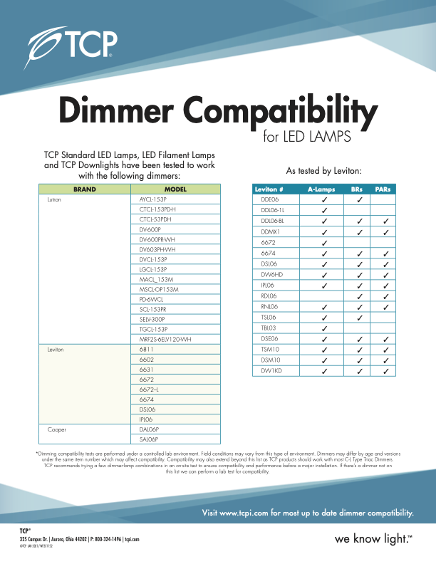 Dimmer Compatibility - TCP Lighting